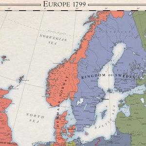 Europe 1799, Historical Map - Etsy