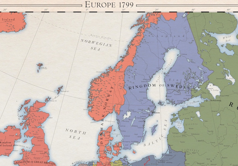 Europe 1799, Historical Map - Etsy