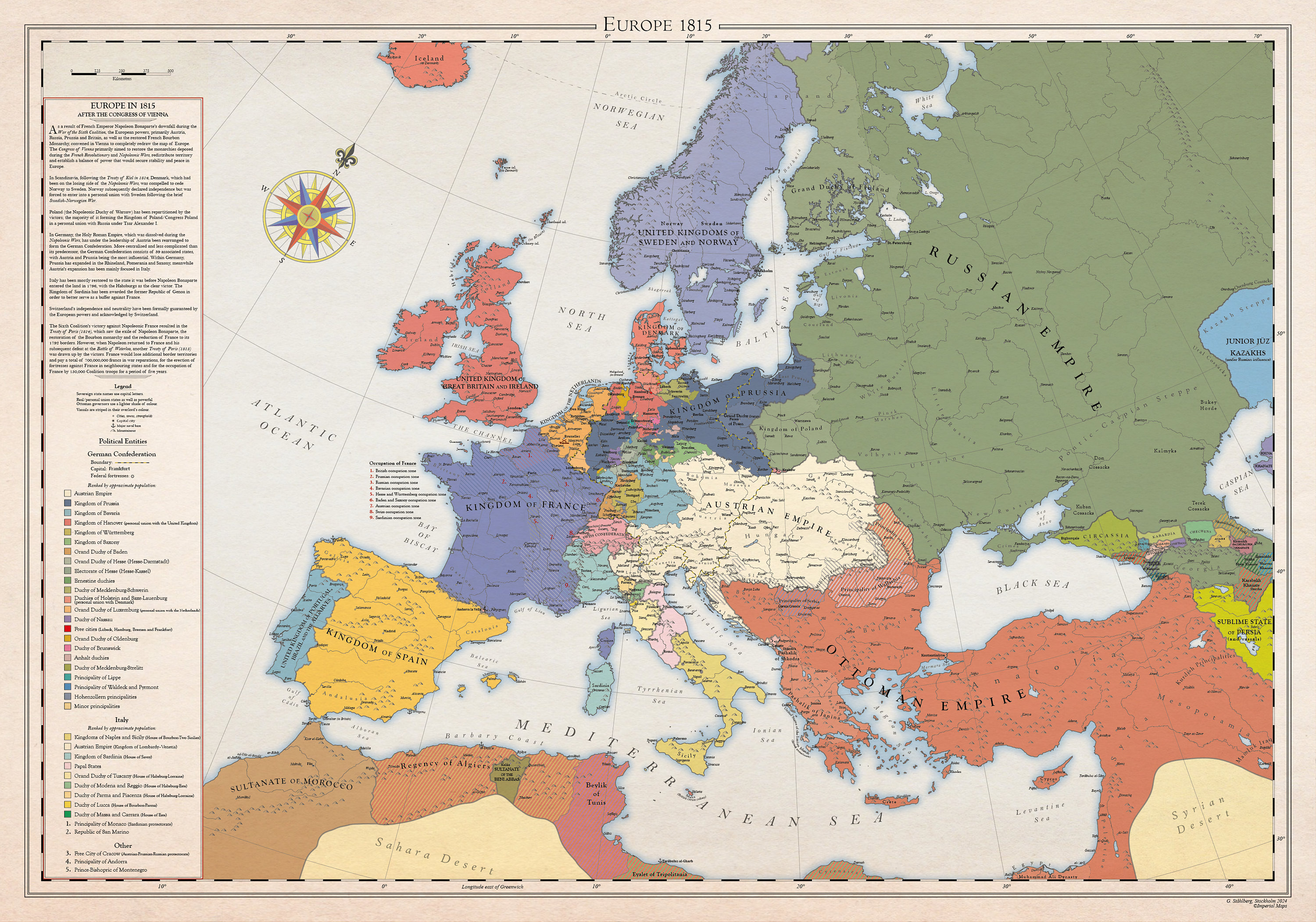 Europe 1815, Historical Map - Etsy