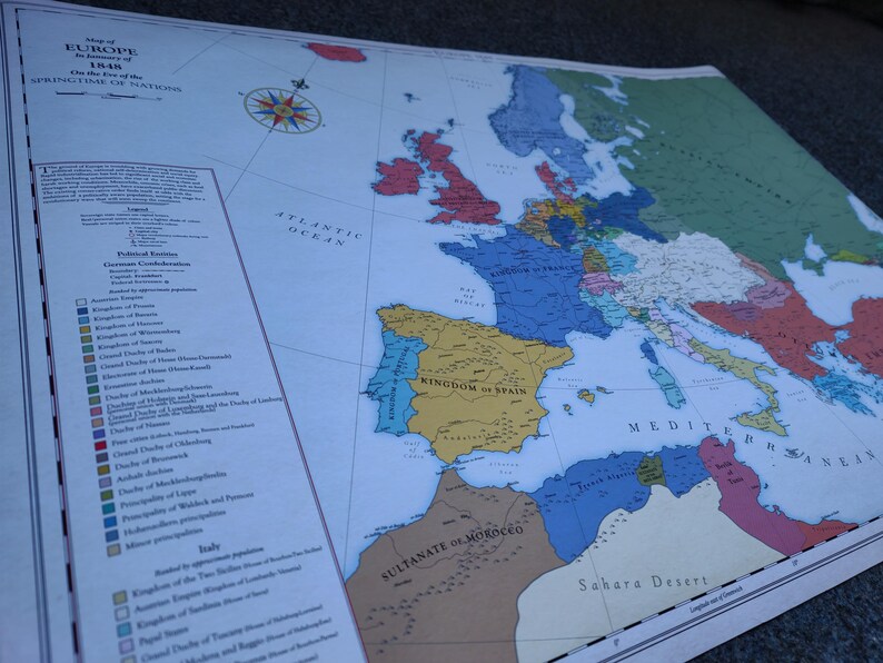 Europe 1848, Historical Map - Etsy Canada