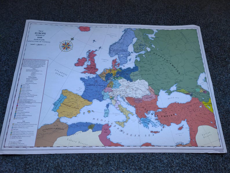 Europe 1848, Historical Map - Etsy Canada