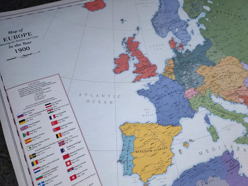 Europe 1900, Historical Map - Etsy