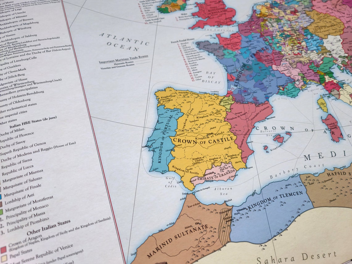 Europe 1444, Historical Map - Etsy