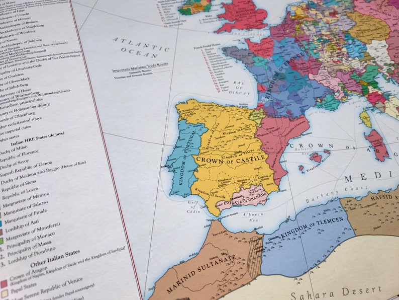 Europe 1444, Historical Map - Etsy