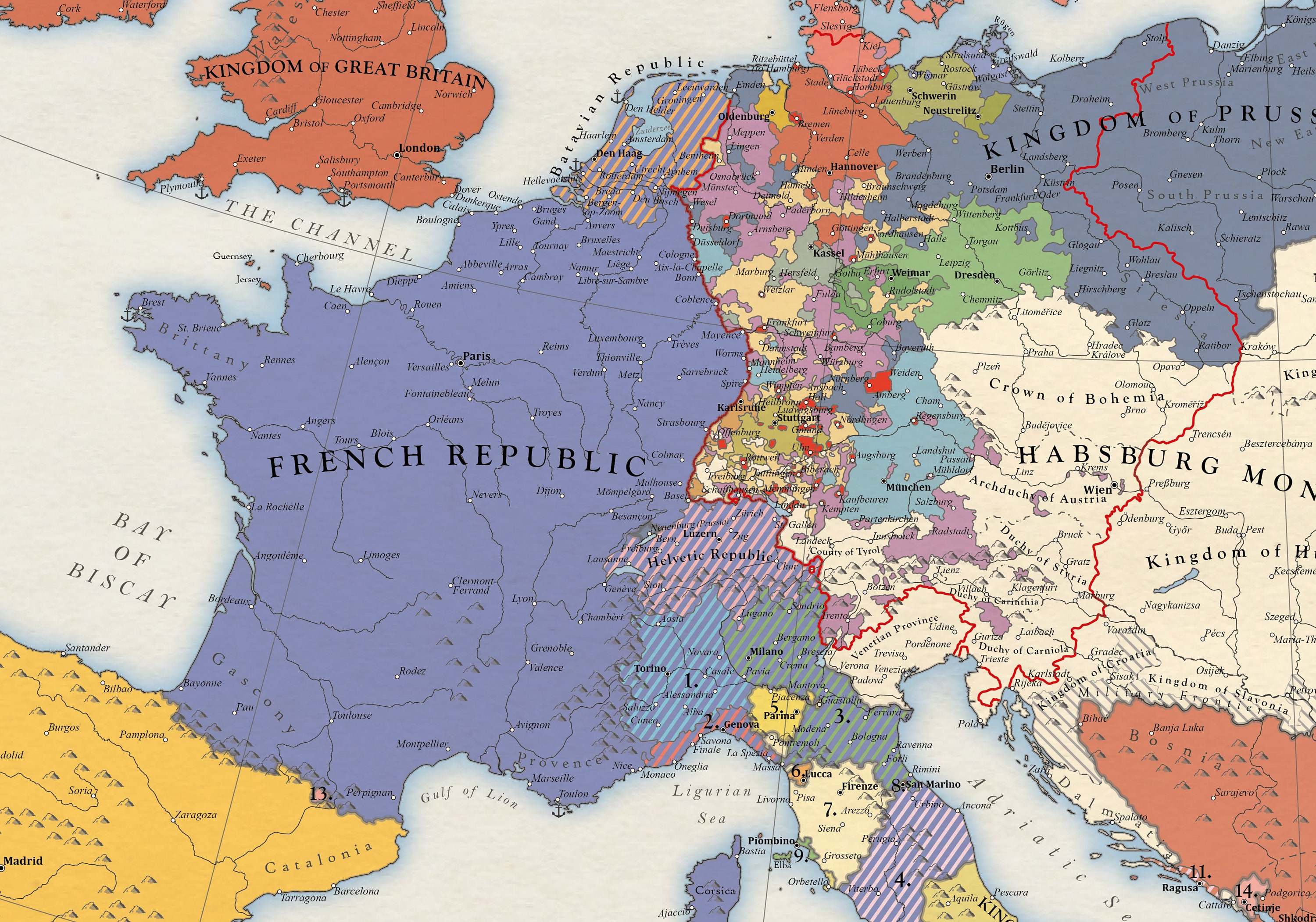 Europe 1799, Historical Map - Etsy