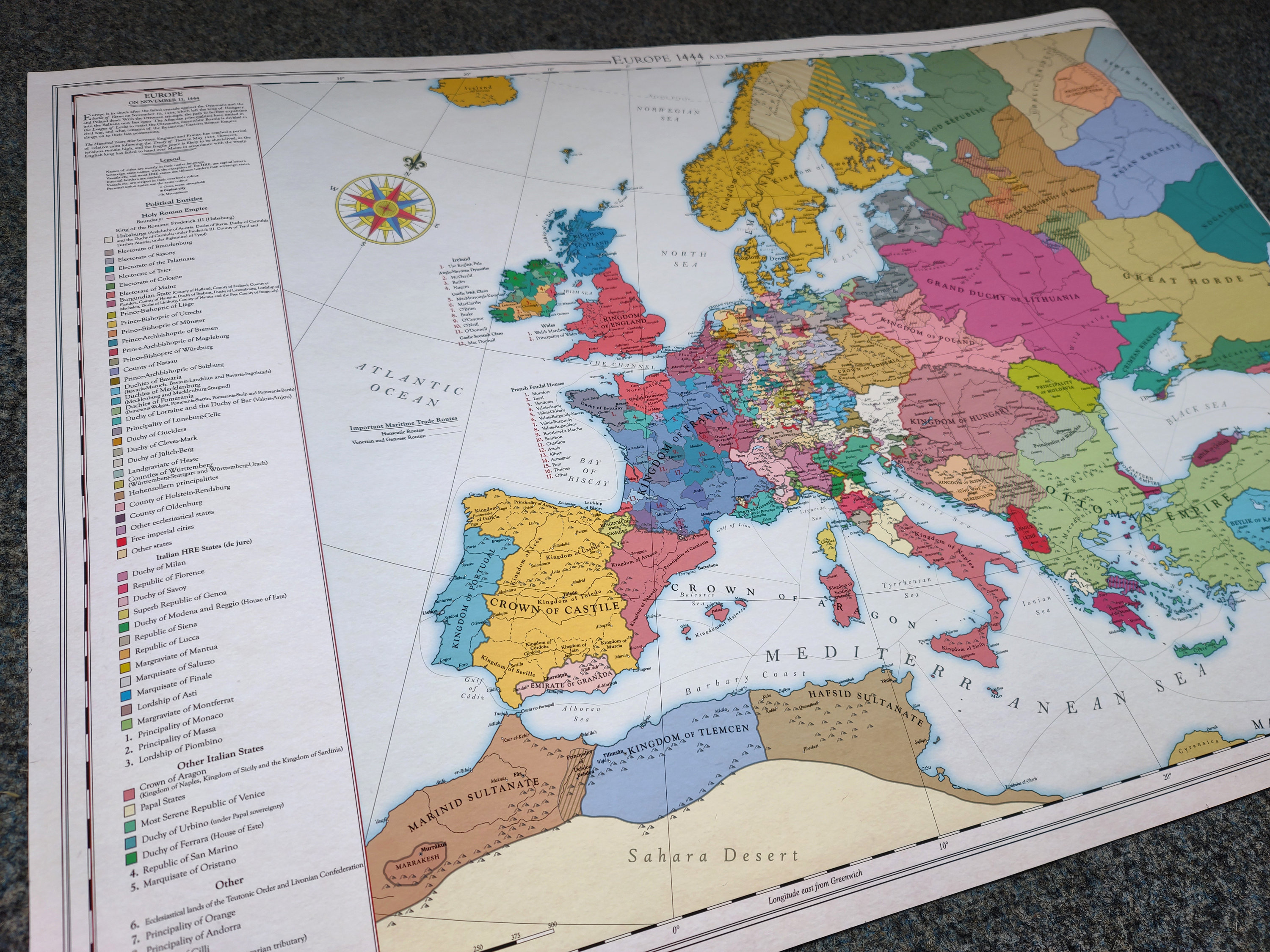 Europe 1444, Historical Map - Etsy