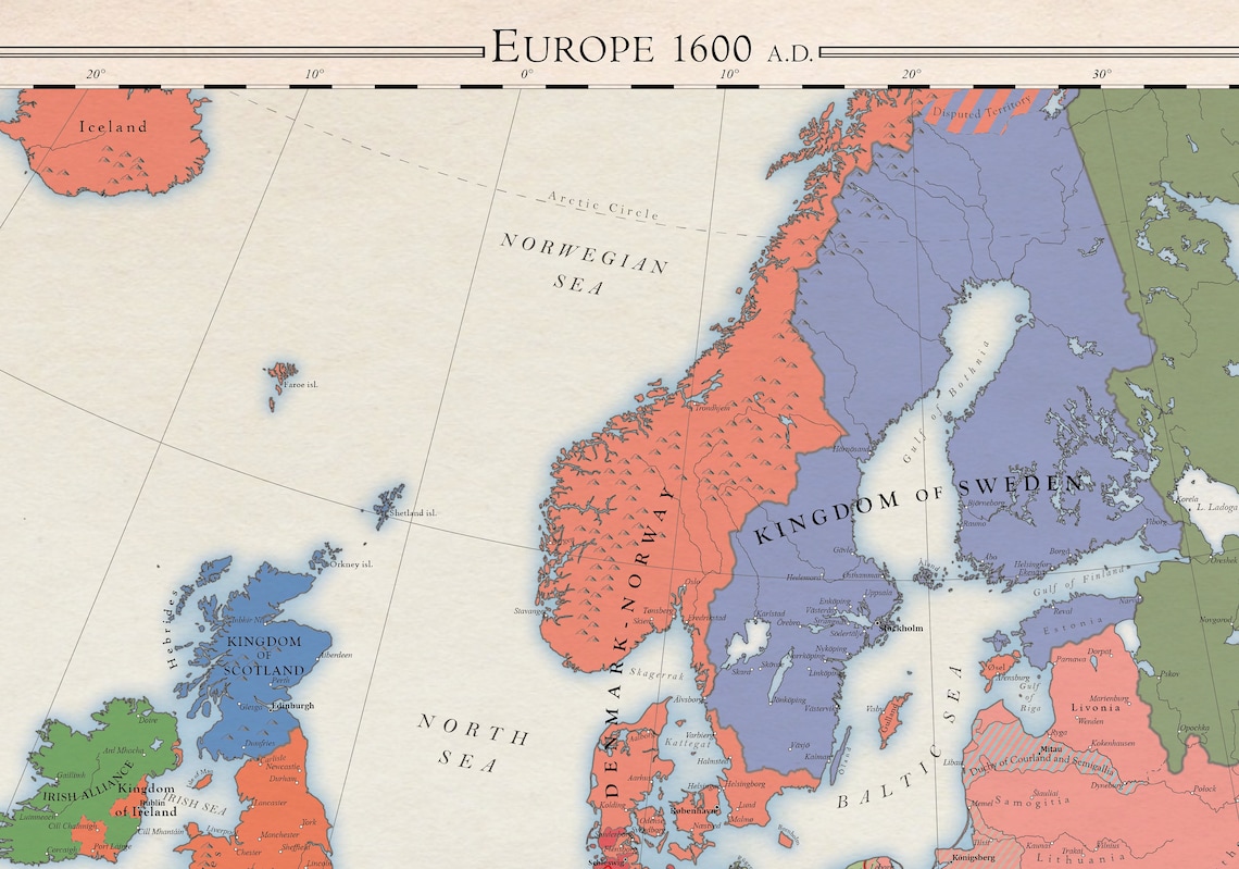 Europe 1600, Historical Map - Etsy