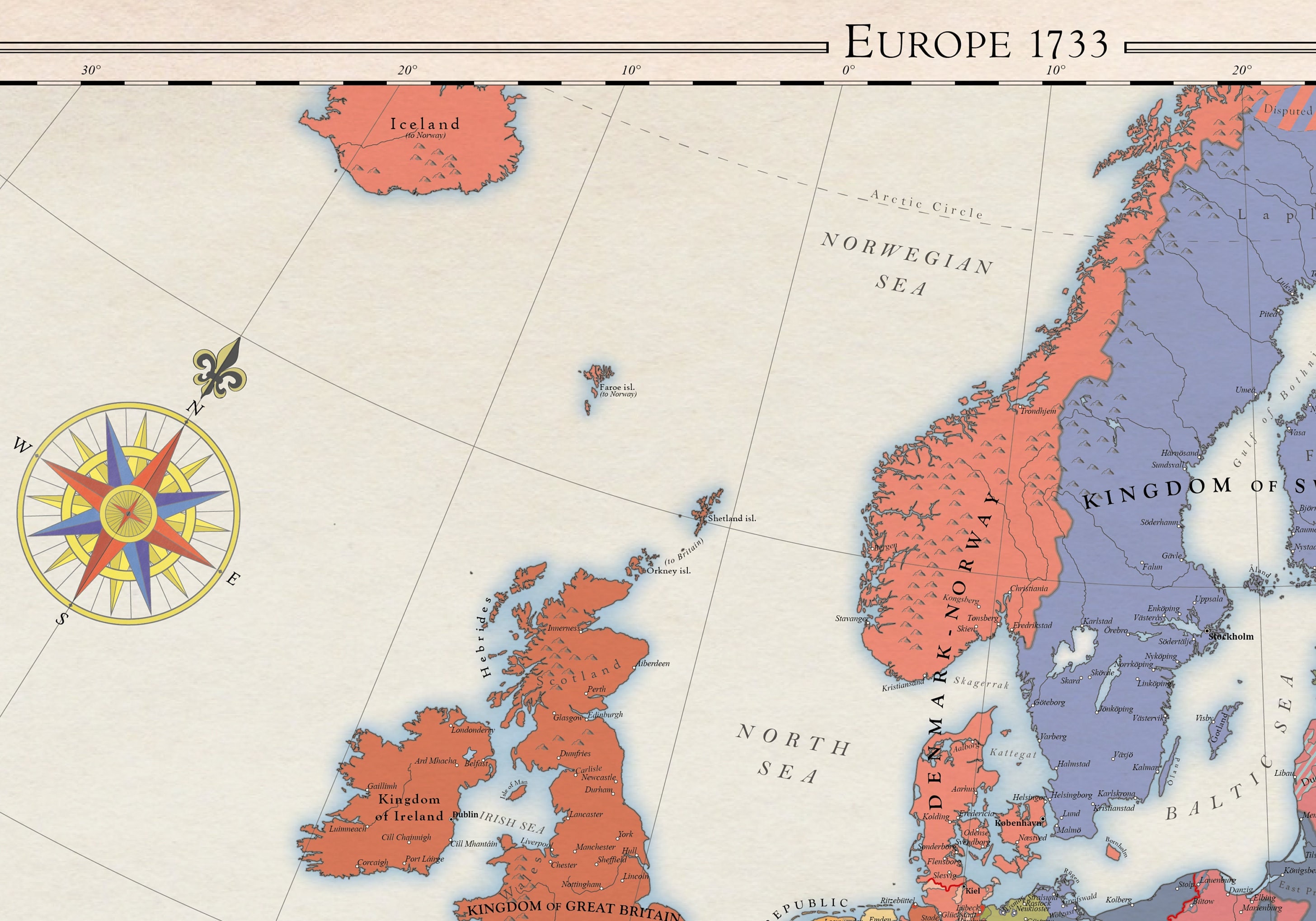 Europe 1733, Historical Map - Etsy
