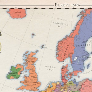 Europe 1648 Historical Map - Etsy