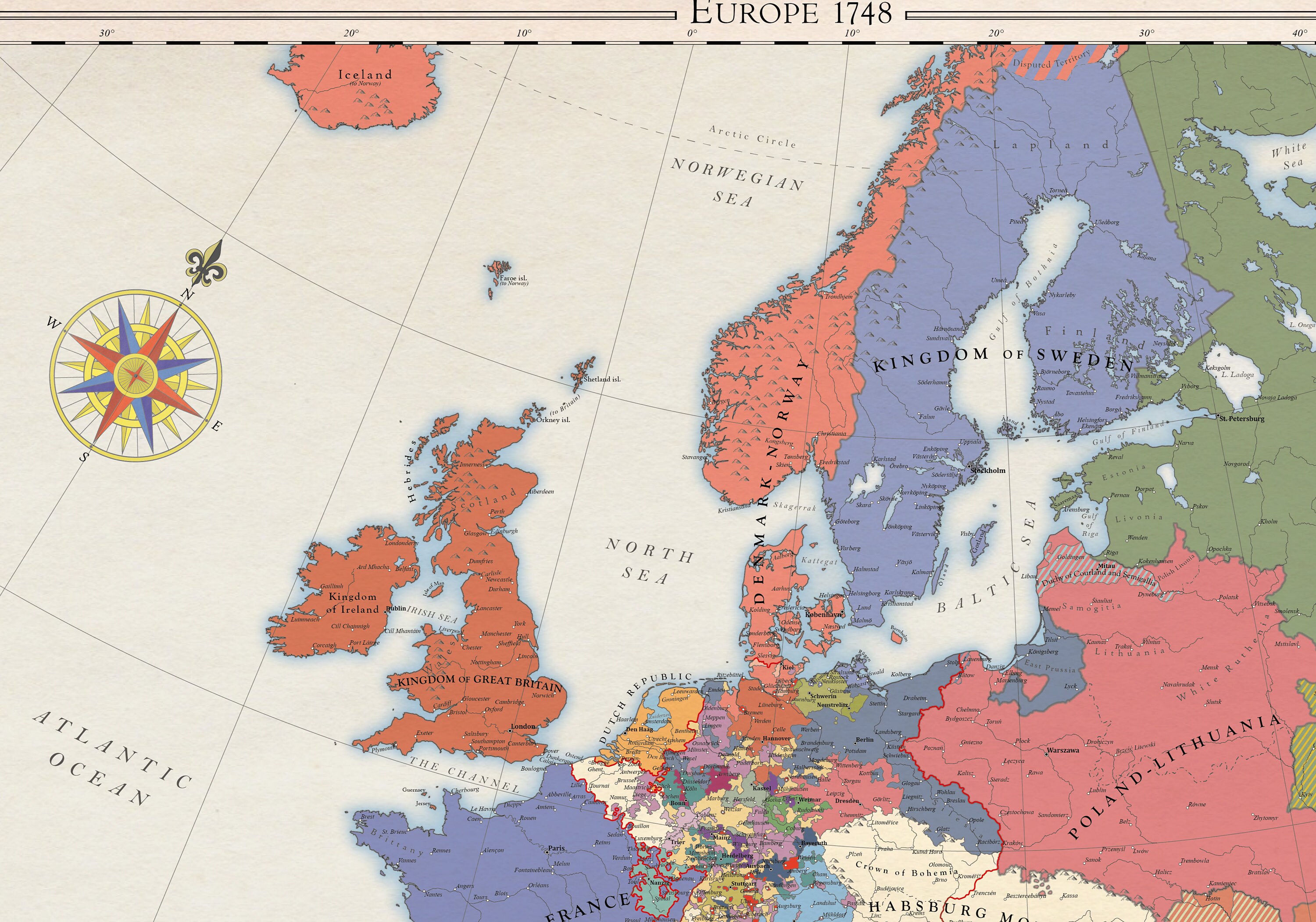 Europe 1748, Historical Map - Etsy