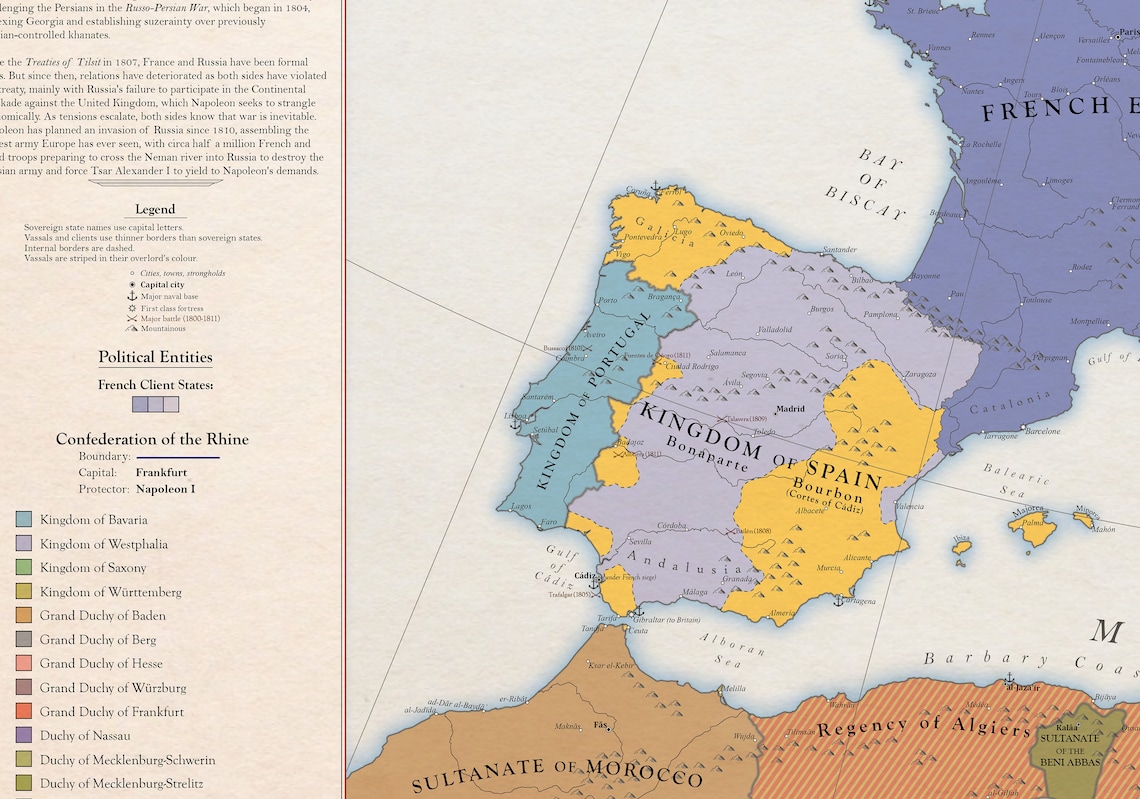 Europe 1812, Historical Map - Etsy