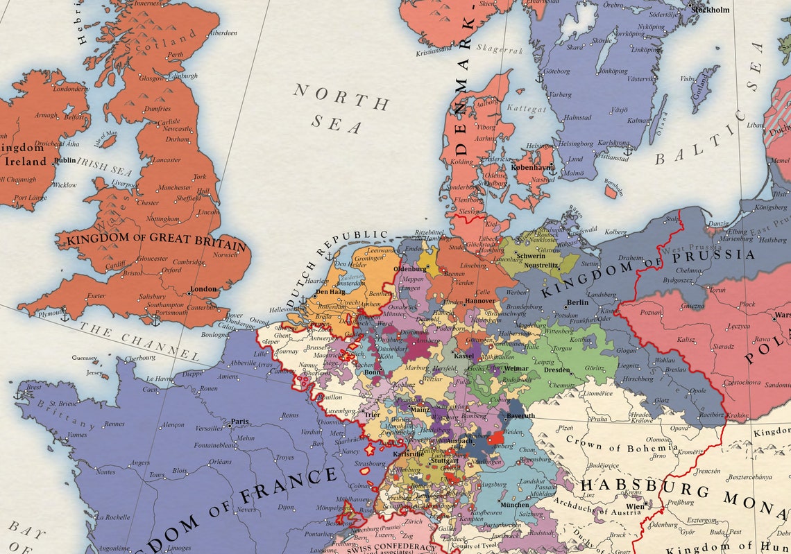 Europe 1789, Historical Map - Etsy