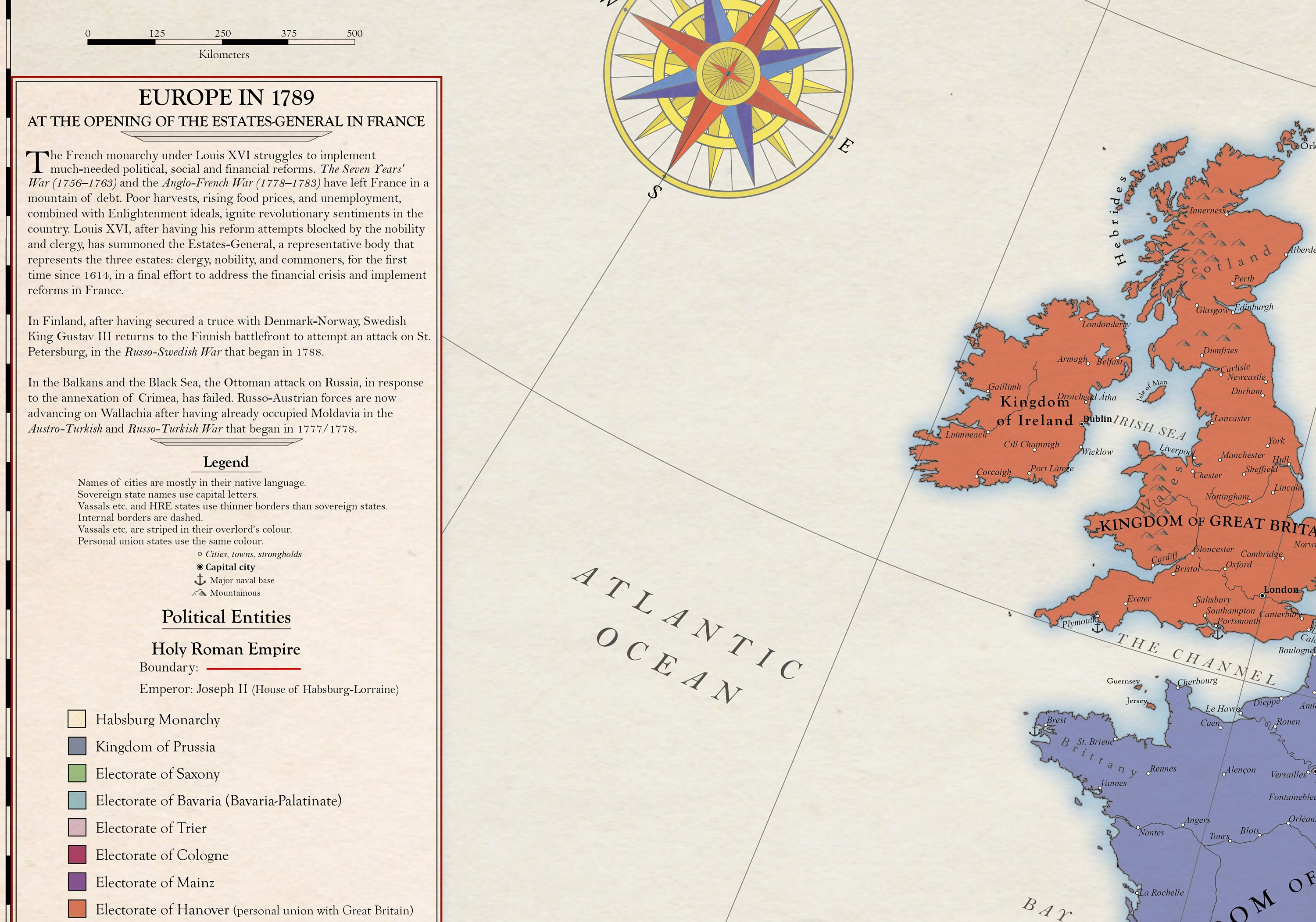 Europe 1789, Historical Map - Etsy