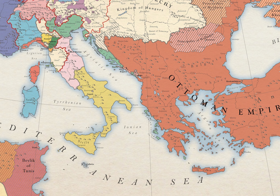 Europe 1748, Historical Map - Etsy
