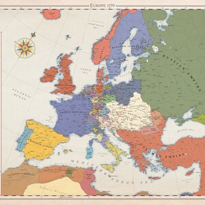 Europe 1799, Historical Map - Etsy