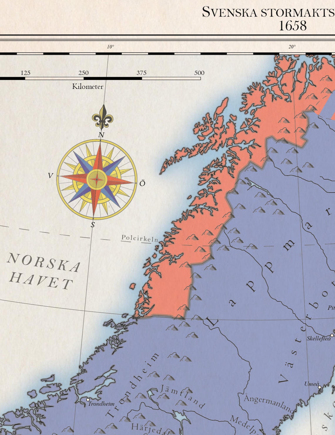 Swedish Empire 1658, Historical Map svenska Stormaktsväldet, 1658 - Etsy