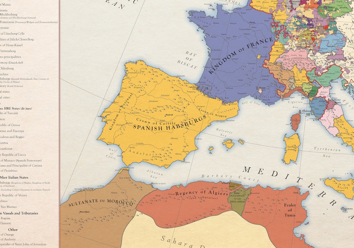 Europe 1600, Historical Map - Etsy