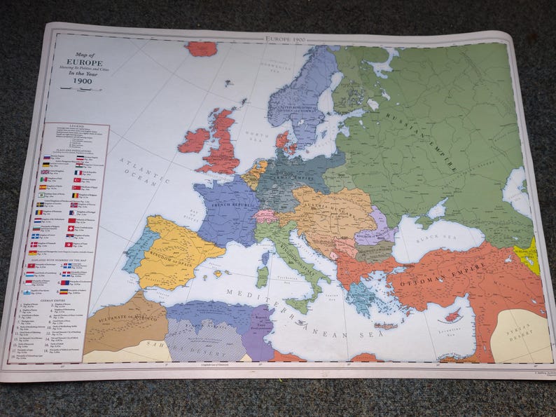 Europe 1900, Historical Map - Etsy