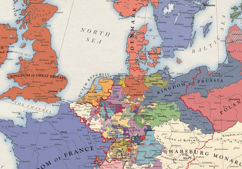 Europa 1789, Historische Landkarte - Etsy.de