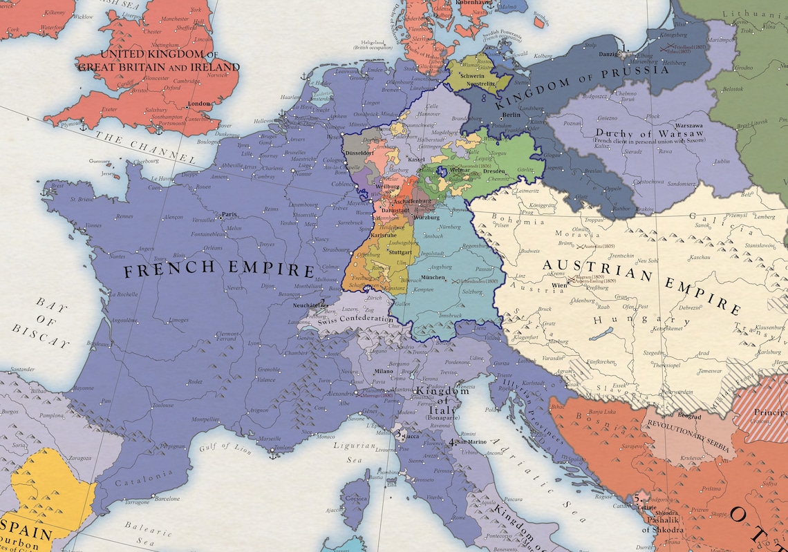 Europe 1812, Historical Map - Etsy