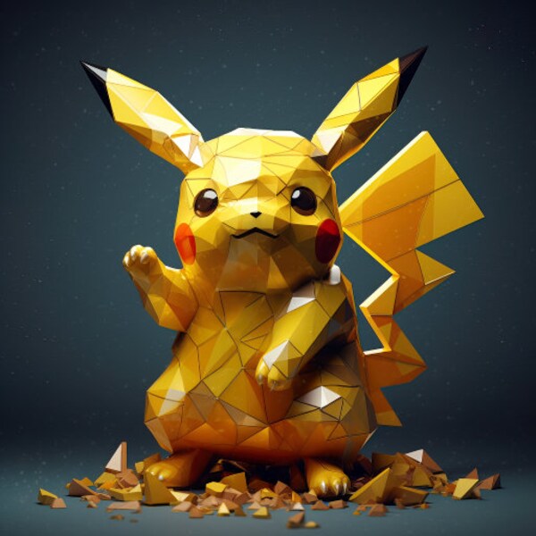 Geometric Pikachu - Etsy