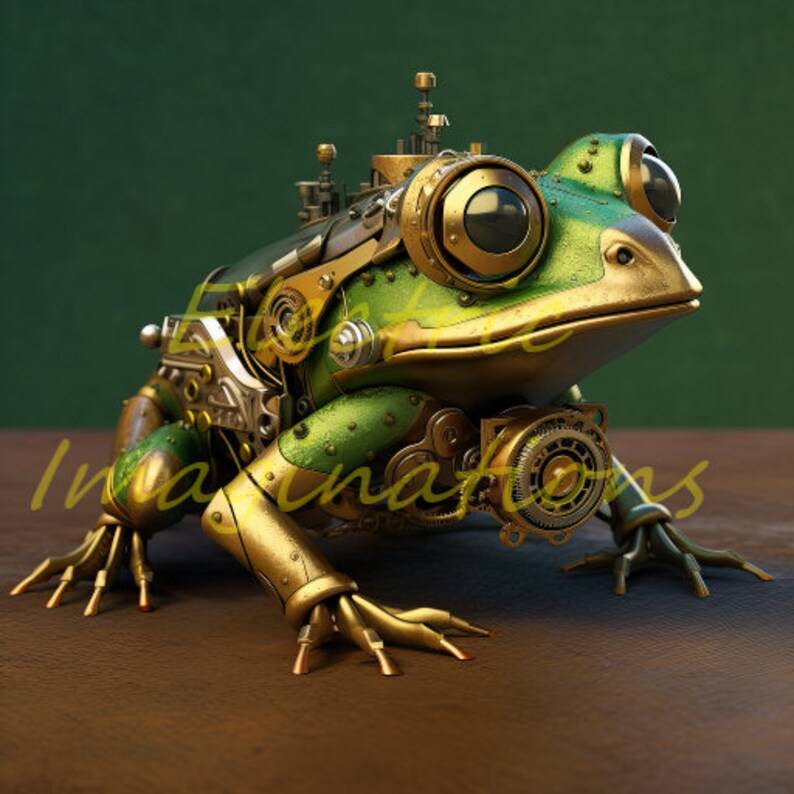 Steampunk Frog Digital Art, Printable, Home Decor, Desktop Background ...
