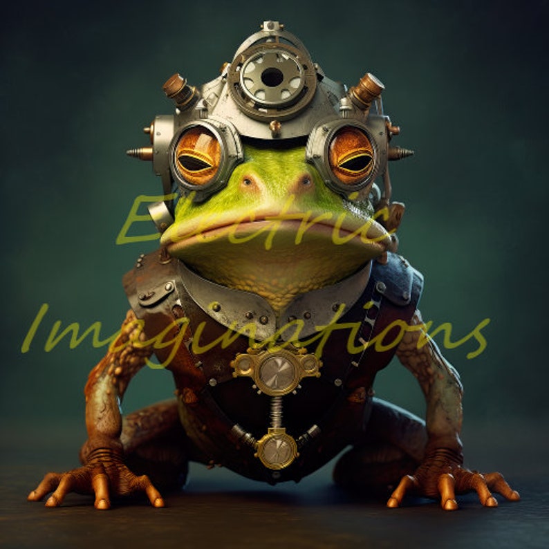 Steampunk Frog Digital Art, Printable, Home Decor, Desktop Background ...