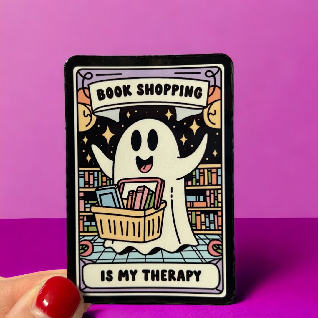 Book Shopping is My Therapy Bookish Sticker Ghosty Reading Kindle ...