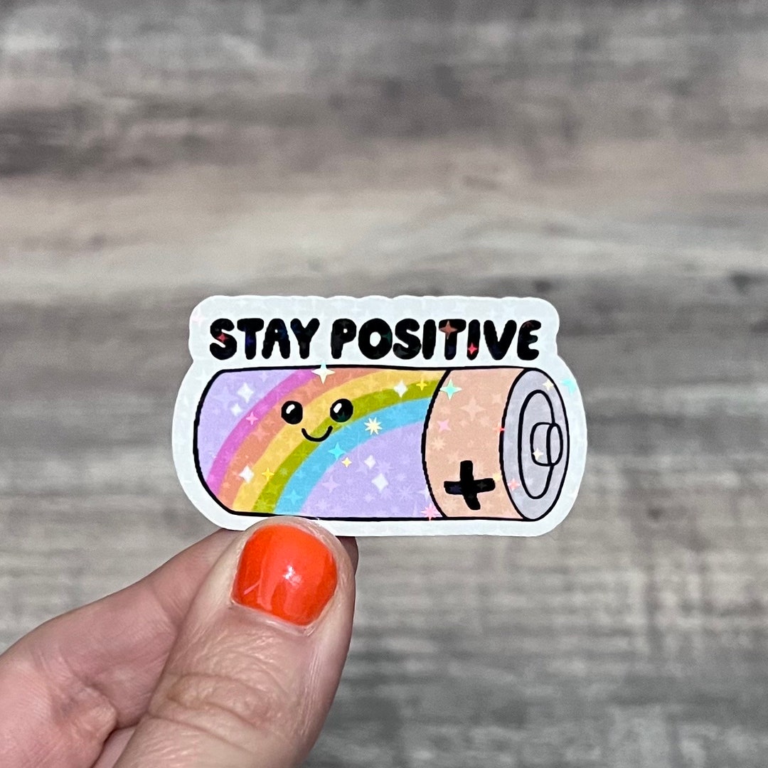 Holographic Stay Positive Mental Health Sticker Laptop - Etsy