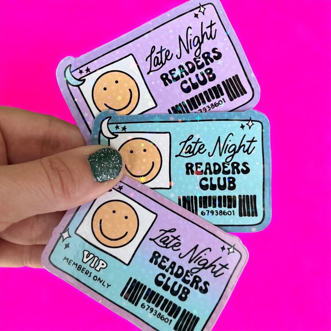 Late Night Readers Club Holographic Sticker L Bookworm Sticker ...