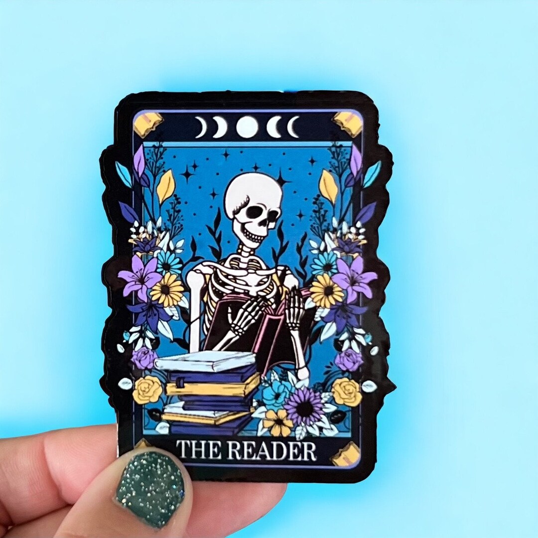 The Reader Sticker: Tarot Card Skeleton ‘the Reader’, the Reader Kindle ...