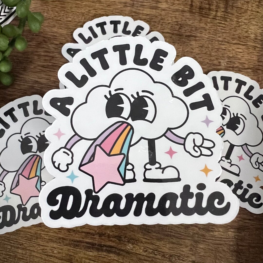 A Little Bit Dramatic Groovy Retro Sticker, Laptop, Kindle, Journal ...
