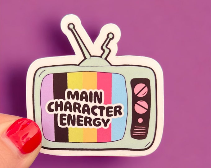 Main Character Energy Retro TV Sticker | Nostalgic Pop Culture | Laptop ...