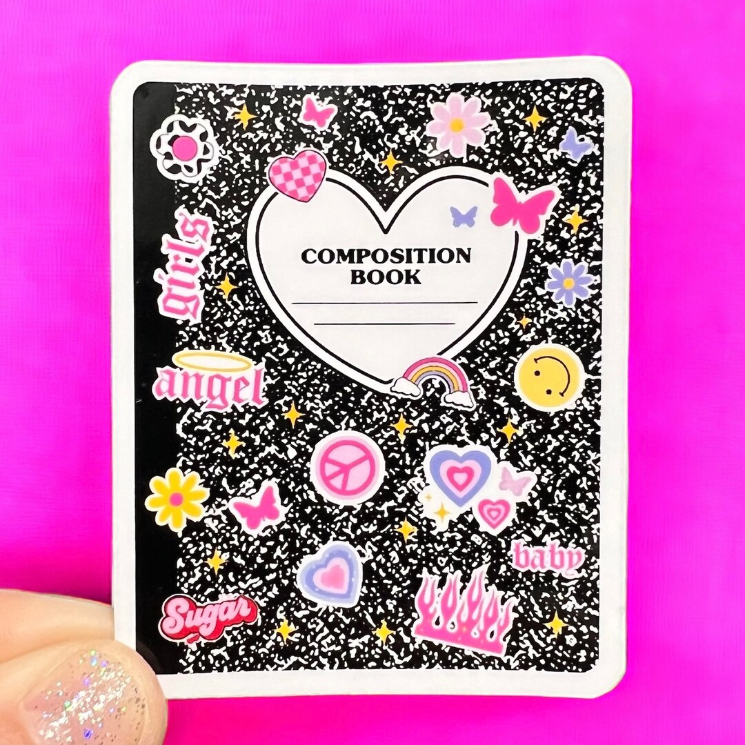 Y2K Composition Book 90s Aesthetic Sticker | Girly Gift | 90s Girl ...