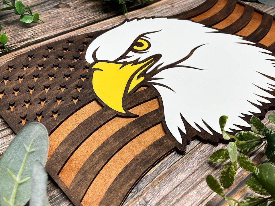 Plaque Featuring the 3D Layered US Flag With an Eagle Awesome Gifts - Etsy