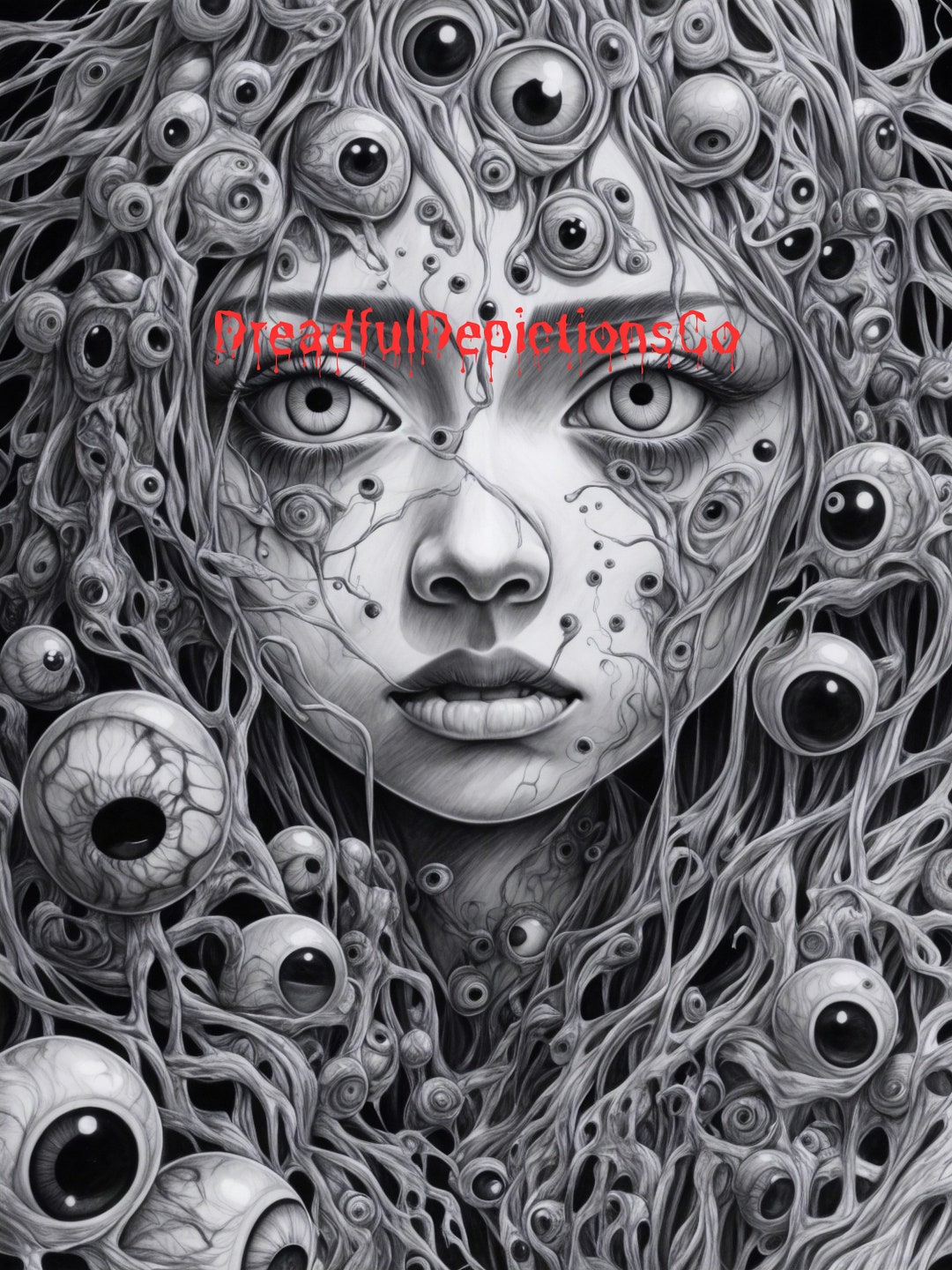 Eyeball Horror Drawing Poster Ai Generated Wall Art Painting - Etsy