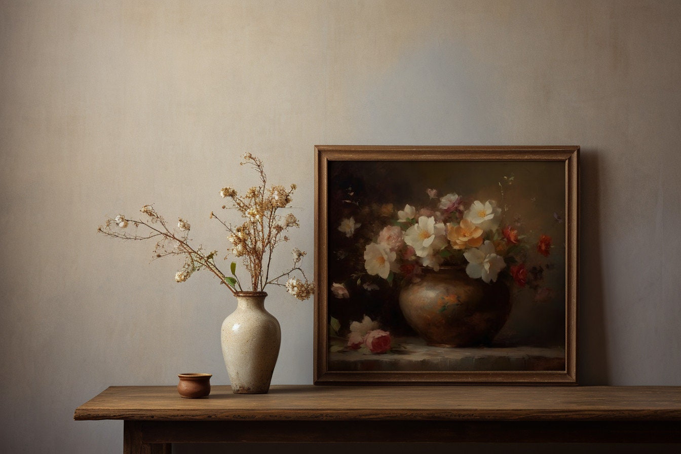 Timeless Bloom: Still Life With Flowers, Antique Print, Downloadable ...