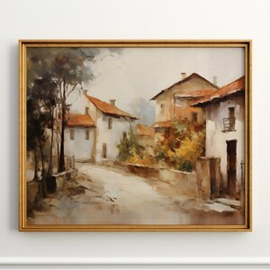 Rustic Charm: A Stroll Through the Old Village, Antique Print ...