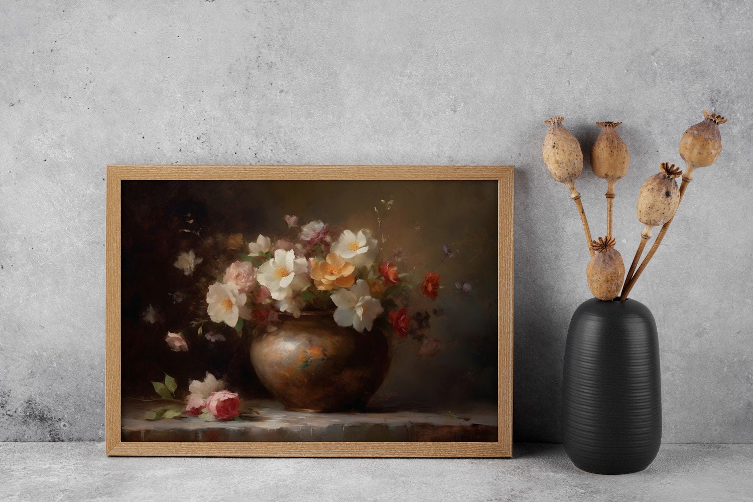 Timeless Bloom: Still Life With Flowers, Antique Print, Downloadable ...