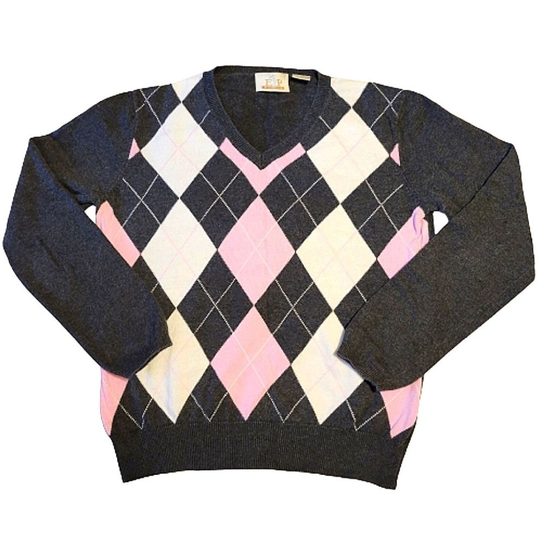 EP Pro Golf Women's V Neck Pink and Gray Long-sleeved Sweater Size S/P ...