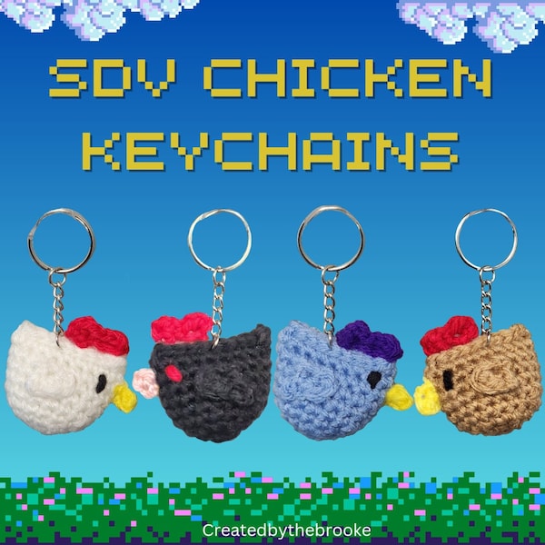 Stardew Valley Crochet Chicken Keychain - Etsy