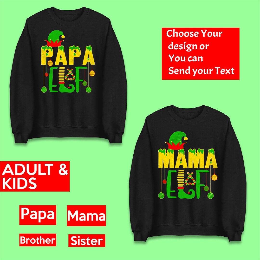 Elf Christmas Family Matching Party Jumper, Elf Costume Christmas ...