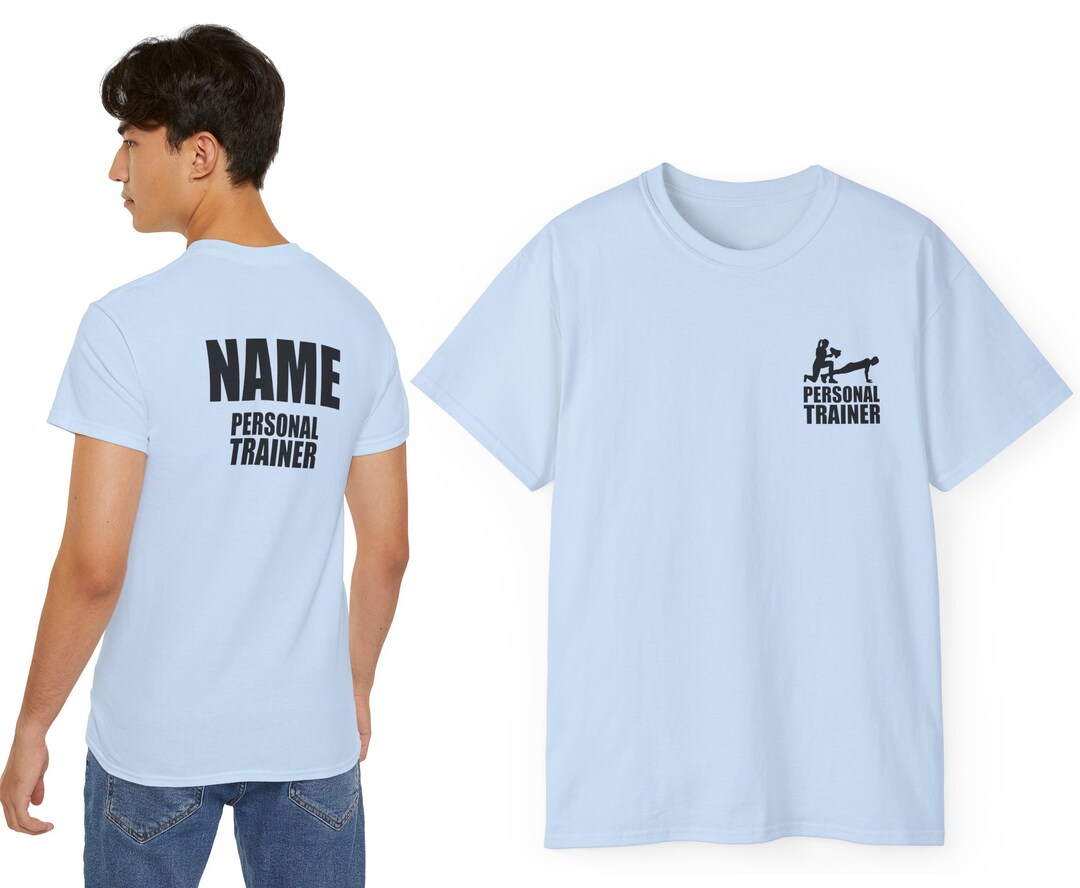 Personalised Your Name Male Personal Trainer T-shirt Left Chest & Back ...