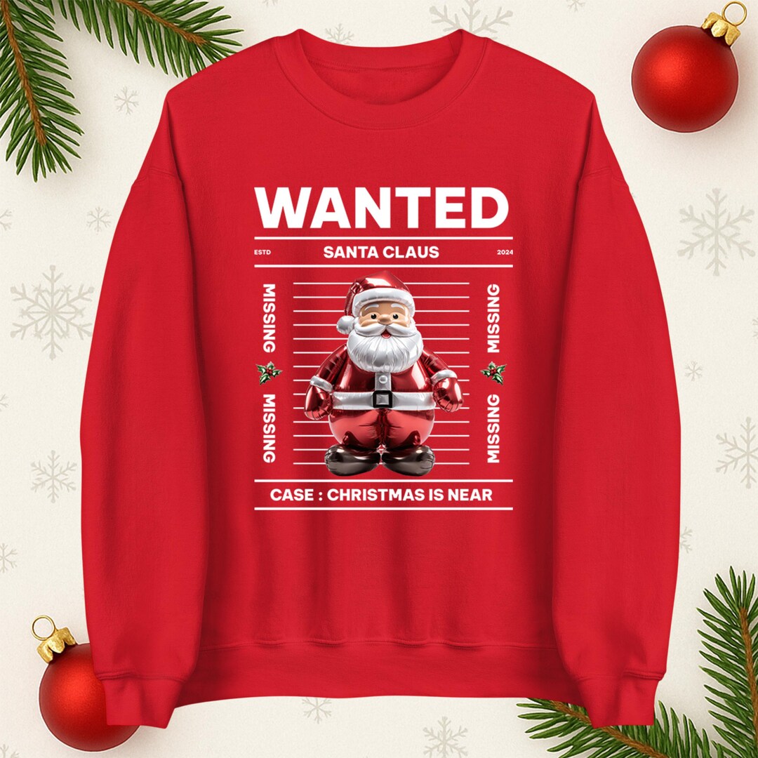 Santa Claus Wanted Funny Christmas Jumper, Adults Humour Xmas Hoodie ...