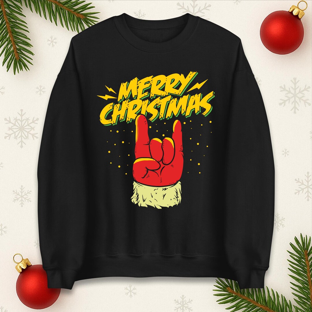 Rock Merry Christmas Jumper, Rock Xmas Festive Sweatshirt, Rock Xmas ...