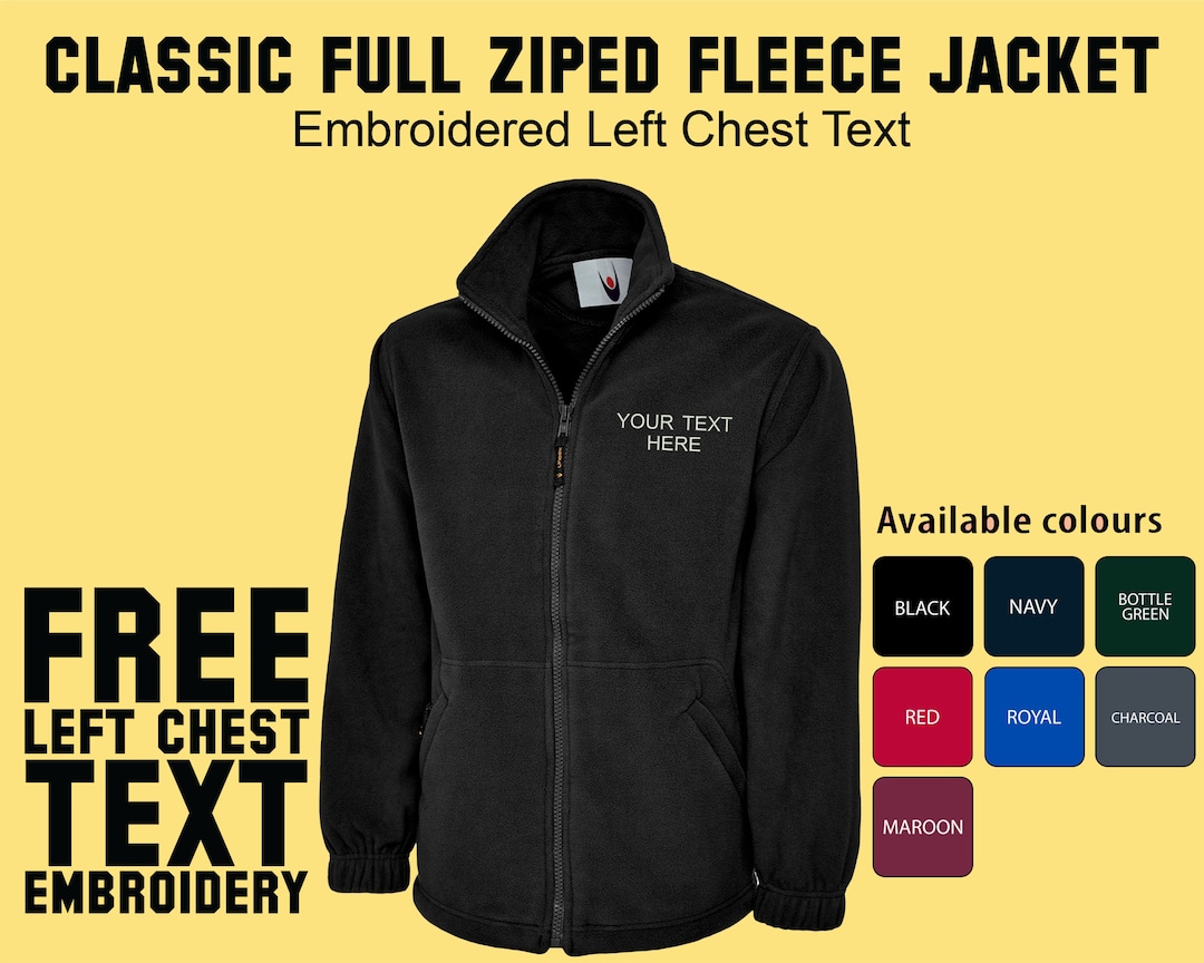 Personalised Fleece Jacket, Embroidered Fleece Jacket, Zip Fleece With ...
