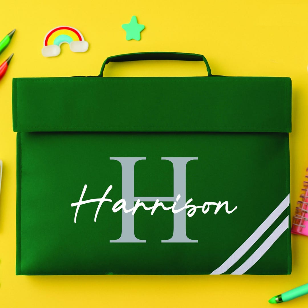 Personalised School Book Bag With Name & Initial, Custom Kids Book Bag ...