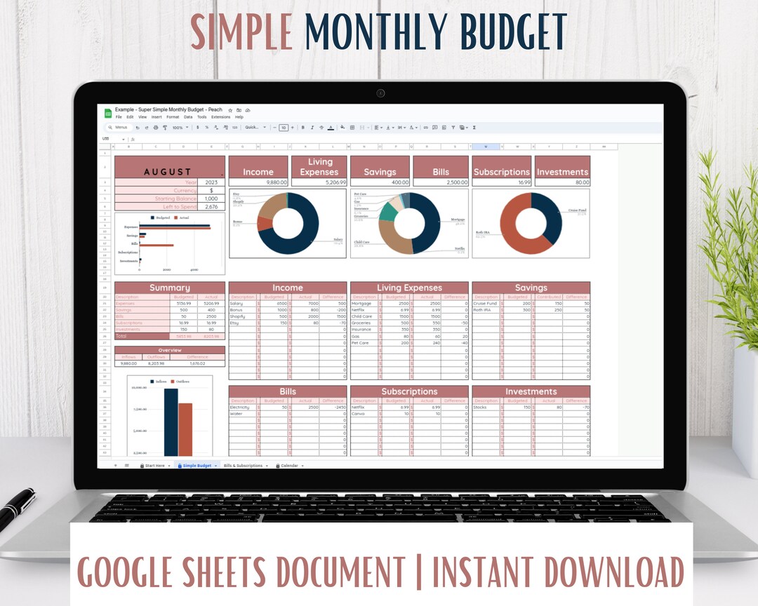 Monthly Budget Spreadsheet | Excel Budget Template | Monthly Budget ...
