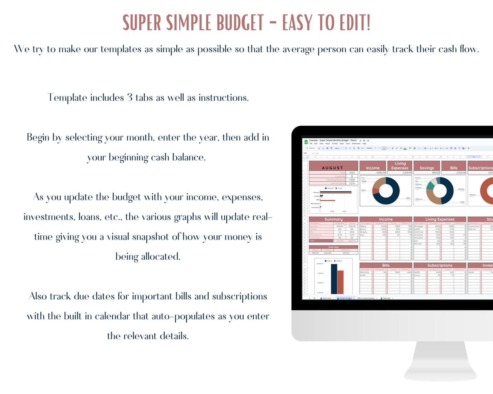 Monthly Budget Spreadsheet | Excel Budget Template | Monthly Budget ...