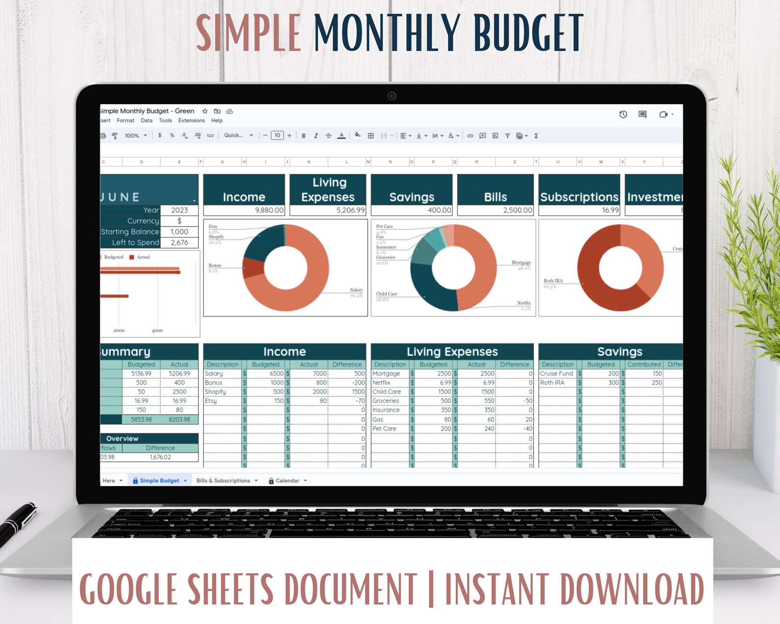Monthly Budget Spreadsheet | Excel Budget Template | Monthly Budget ...